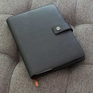 Black Full Grain Premium Leather Refillable Journal Cover With A5 Lined ...