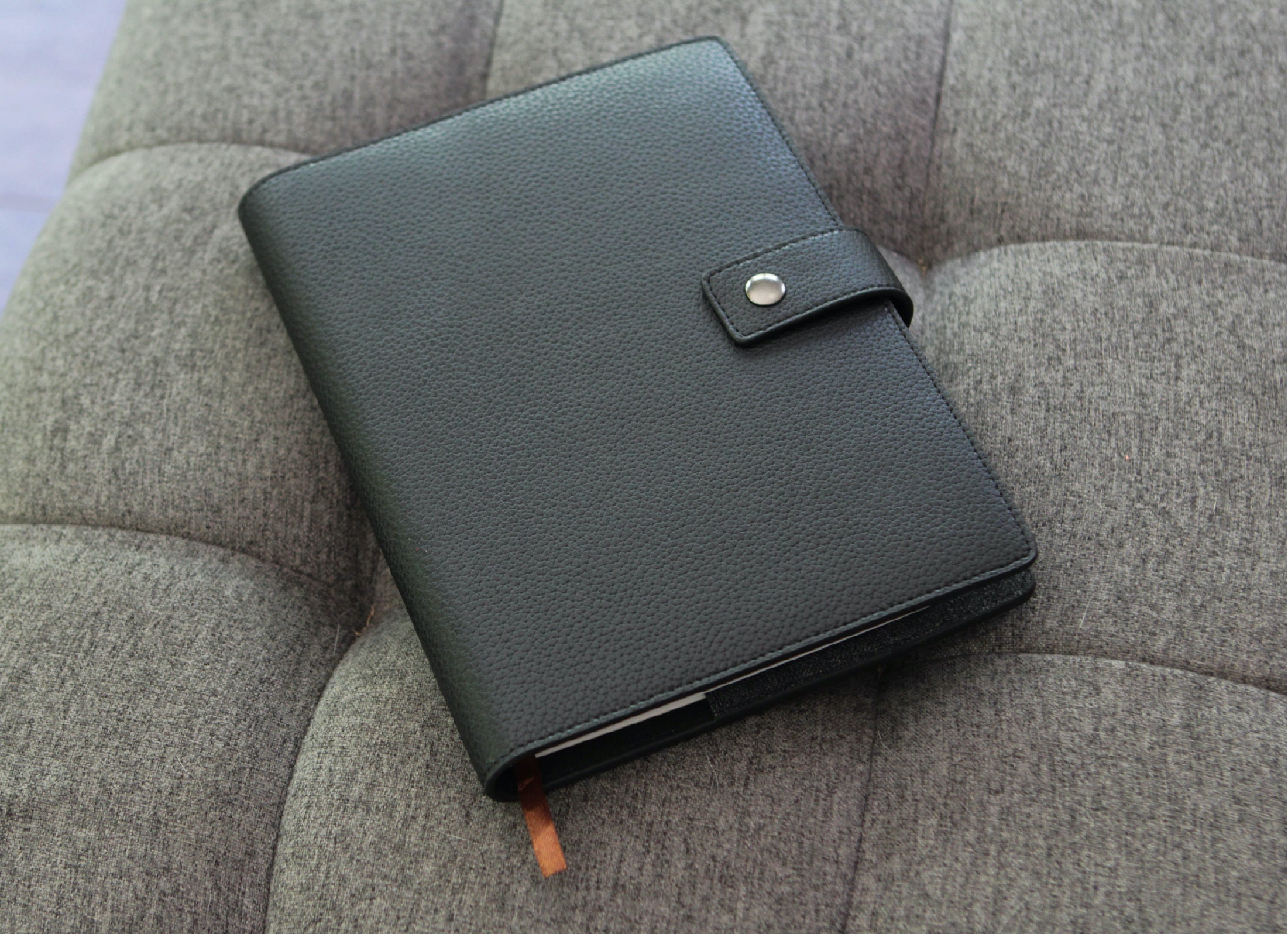 Black Full Grain Premium Leather Refillable Journal Cover With | Etsy