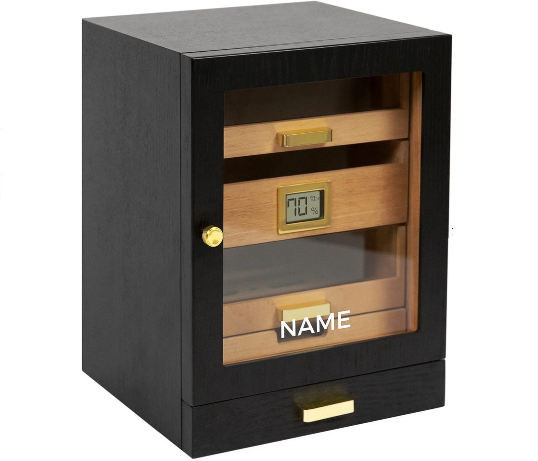 Luca Humidor Cabinet, Cigar Storage for 80-100 Cigars, Rich Black Ash ...