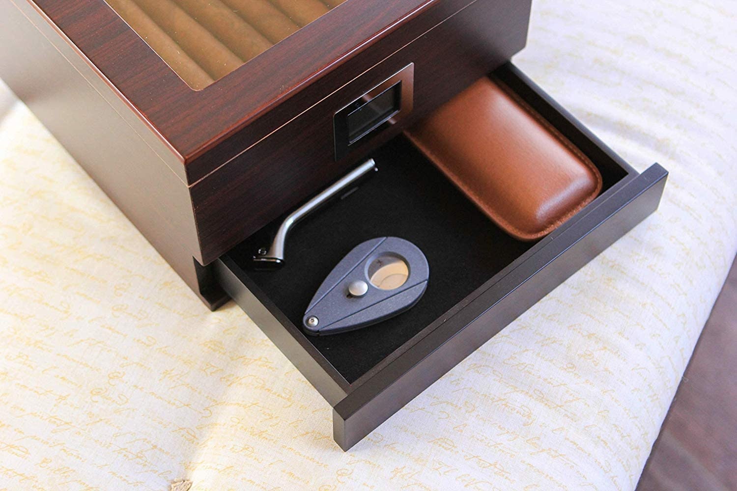 Renzo Glass Top Humidor With Cigar Cutter Ashtray and Travel - Etsy
