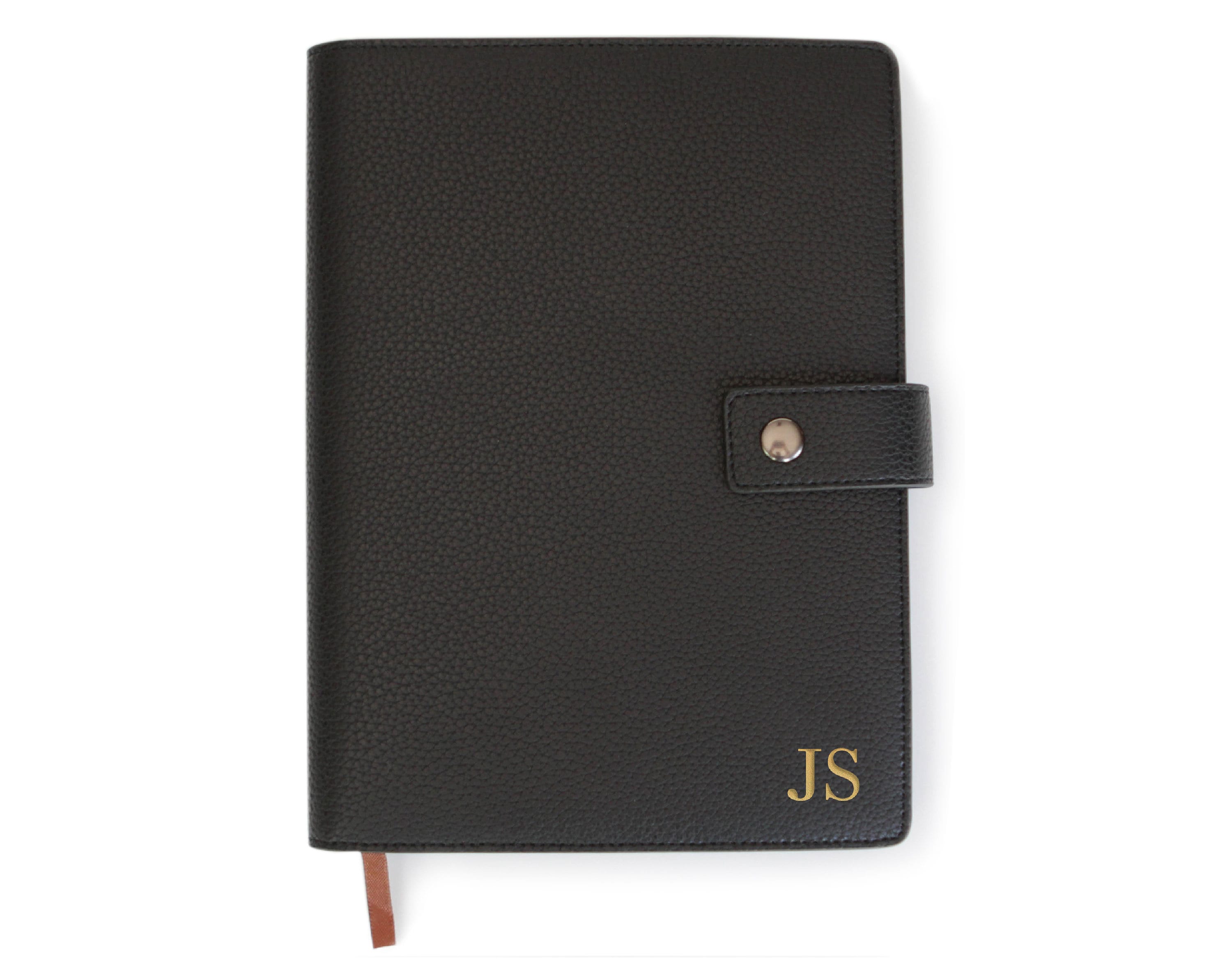 Black Full Grain Premium Leather Refillable Journal Cover With A5 Lined ...