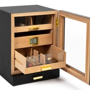 Luca Humidor Cabinet, Cigar Storage for 80-100 Cigars, Rich Black Ash ...