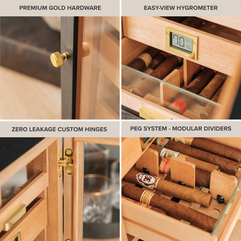 Luca Humidor Cabinet Cigar Storage for 80-100 Cigars Rich - Etsy