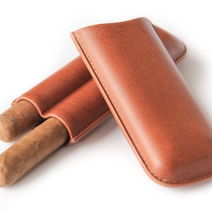 Two Cigar Travel Vegan Leather Case in Chestnut Brown by Case Elegance ...