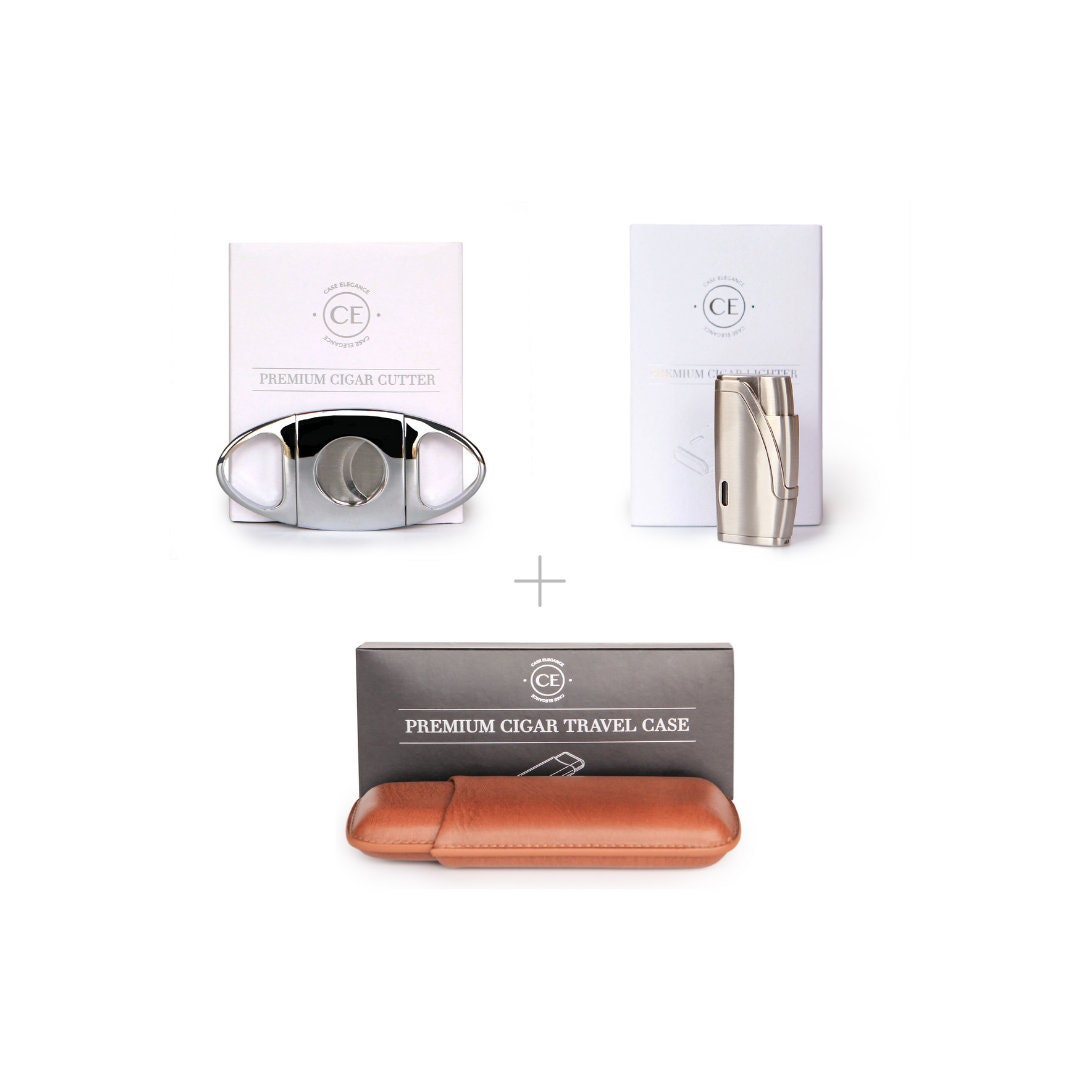 Cigar Lighter, Cutter and Travel Case Accessory Bundle for Humidors - Etsy