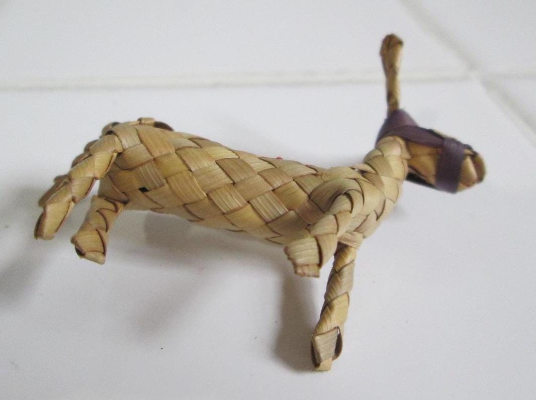 Vintage Mexican Folk Art Straw/rattan Woven Minature Donkey / Mule 2"x2 ...