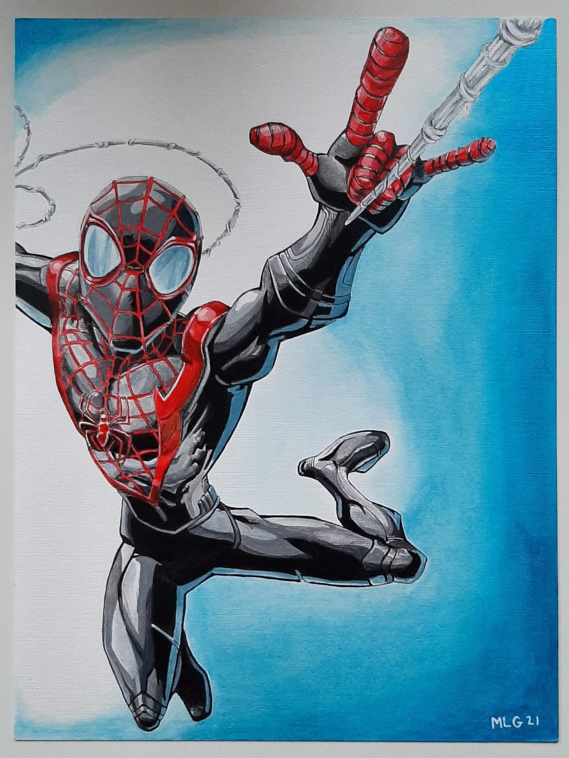 Spiderman Miles Morales Marvel Fan Art Pintura - Etsy España