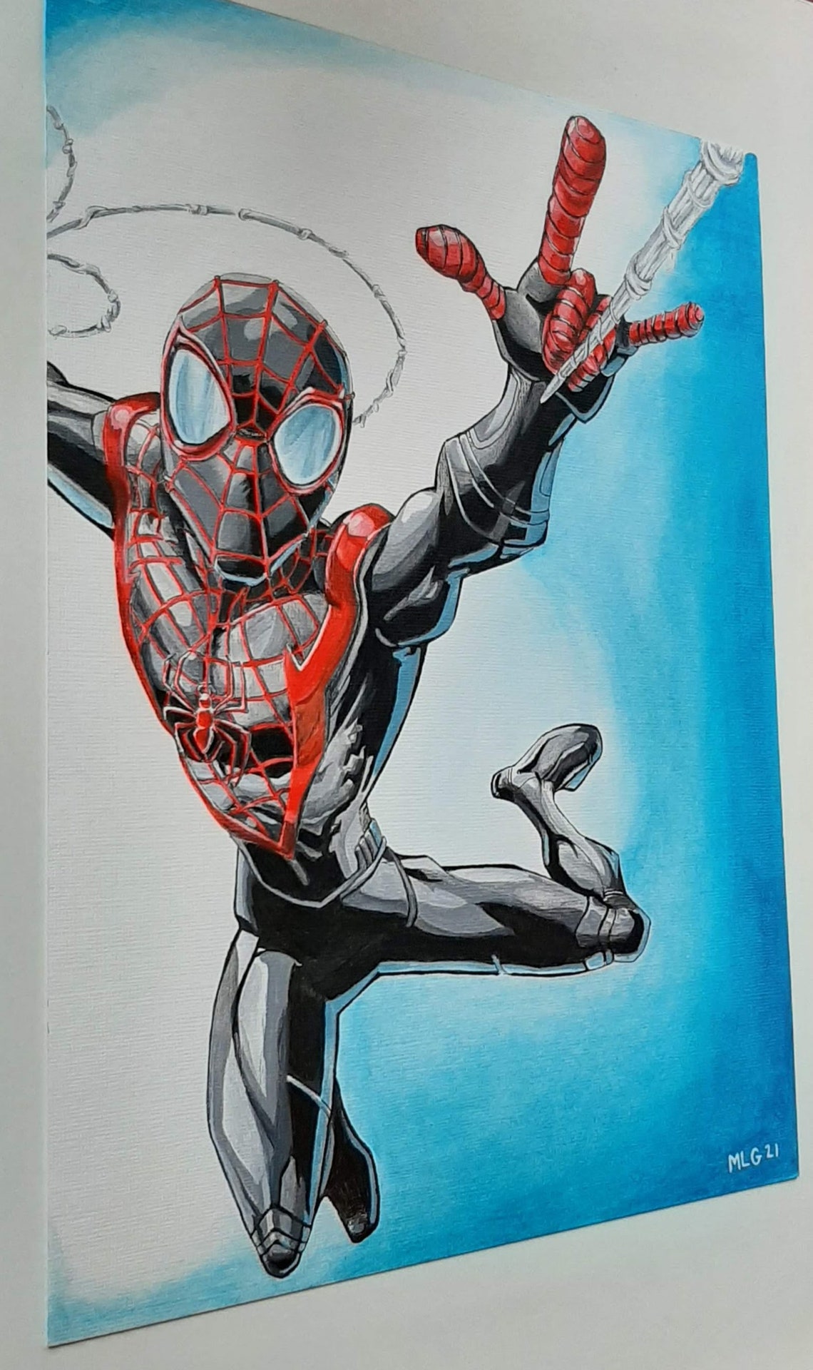 Spiderman Miles Morales Marvel Fan Art Pintura - Etsy España