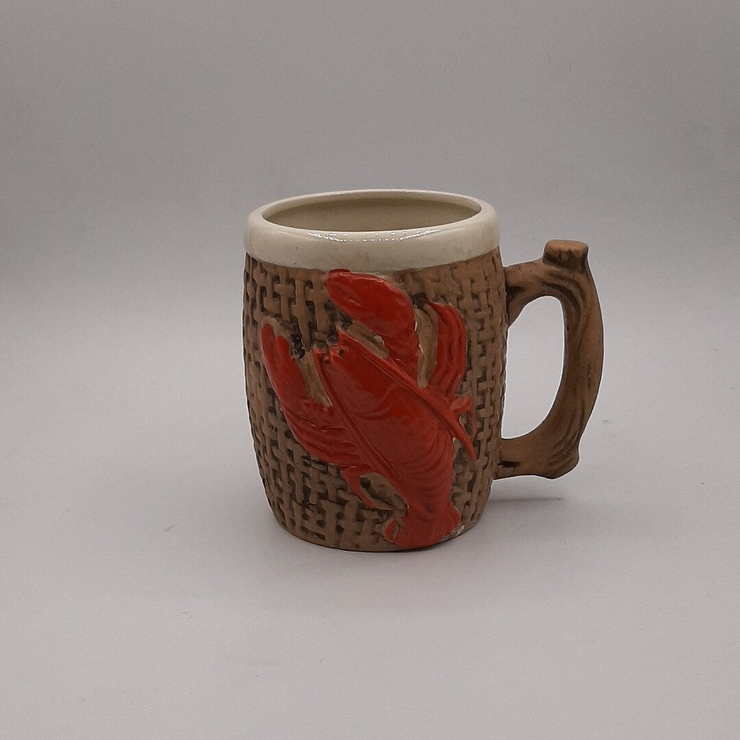 Vintage ESD Japan Lefton Pottery Mug Coffee Tea Lobster Basket Original ...