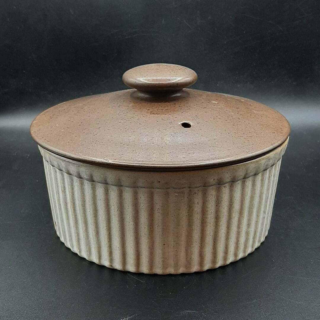 Vintage Denby Oven Ware Covered Casserole Dish Brown & Beige Ribbed ...