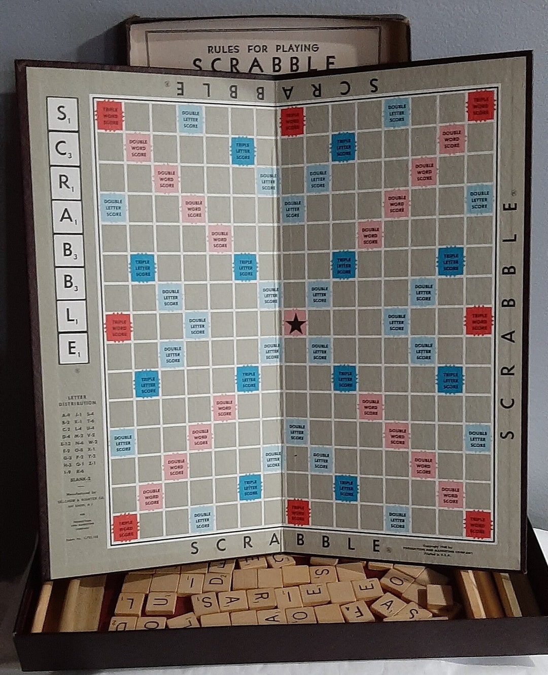 Vintage Scrabble Game by Selchow & Righter 1948 Board Game Made in the ...