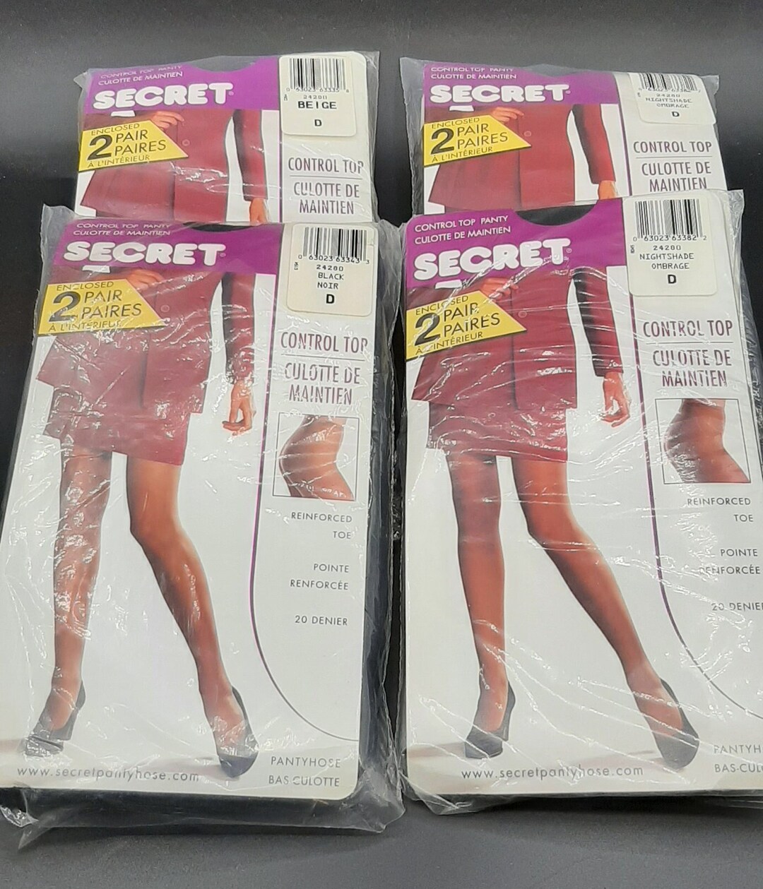 Vintage SECRET Control Top Women's Pantyhose Lot of 6 Pairs Size D ...