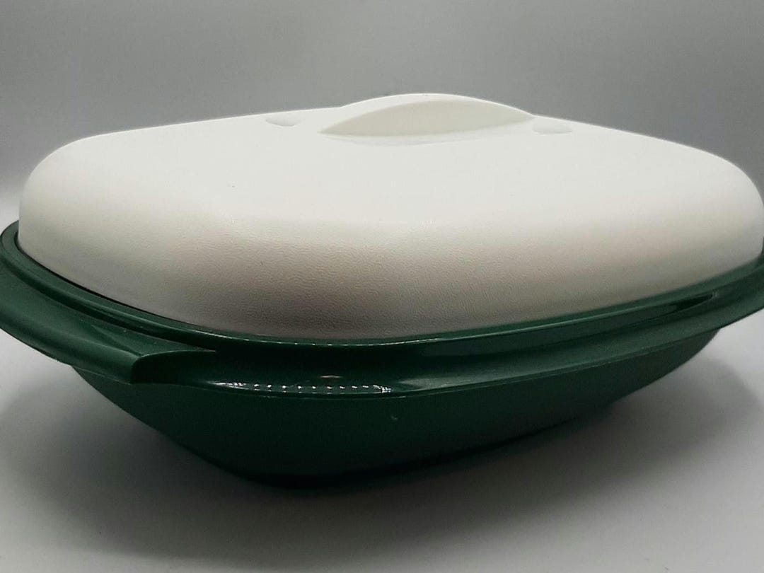 Tupperware 1273-4 Dark Green With White Lid Microwave Steaming ...