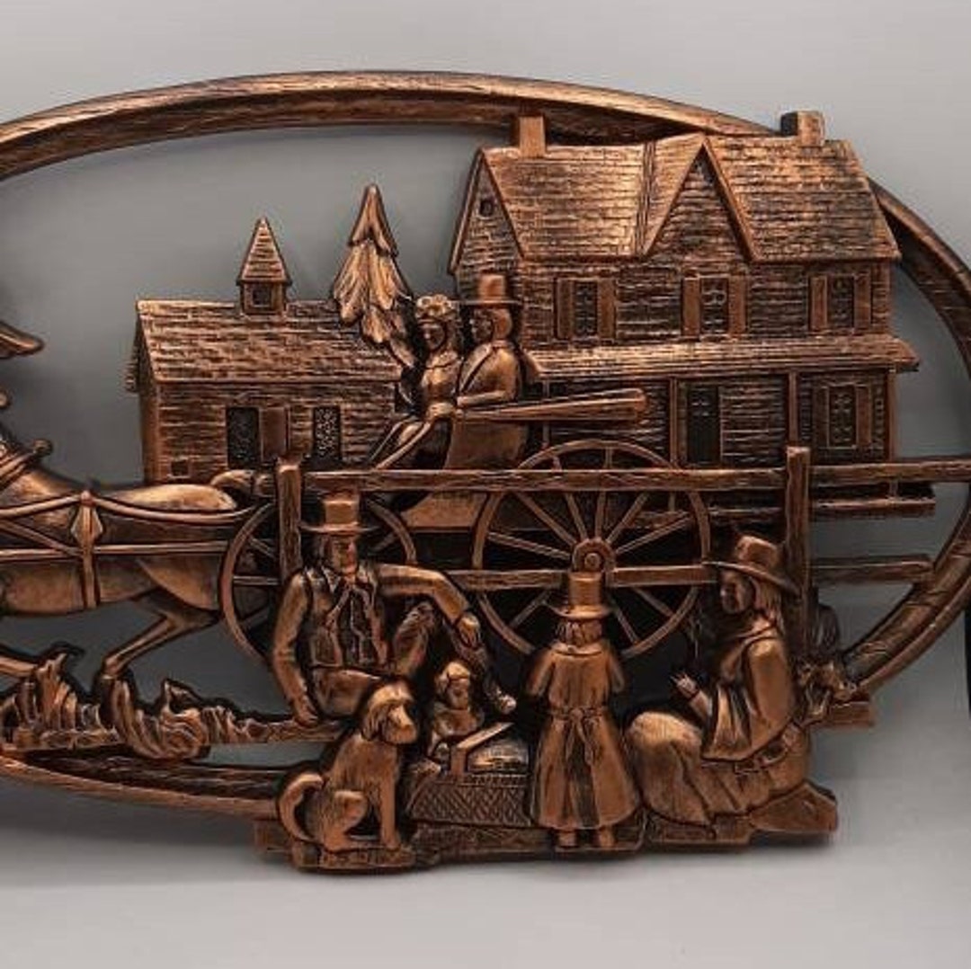 Vintage Coppercraft Guild of Canada NOS 7328 3D Oval Country Scene 17 ...