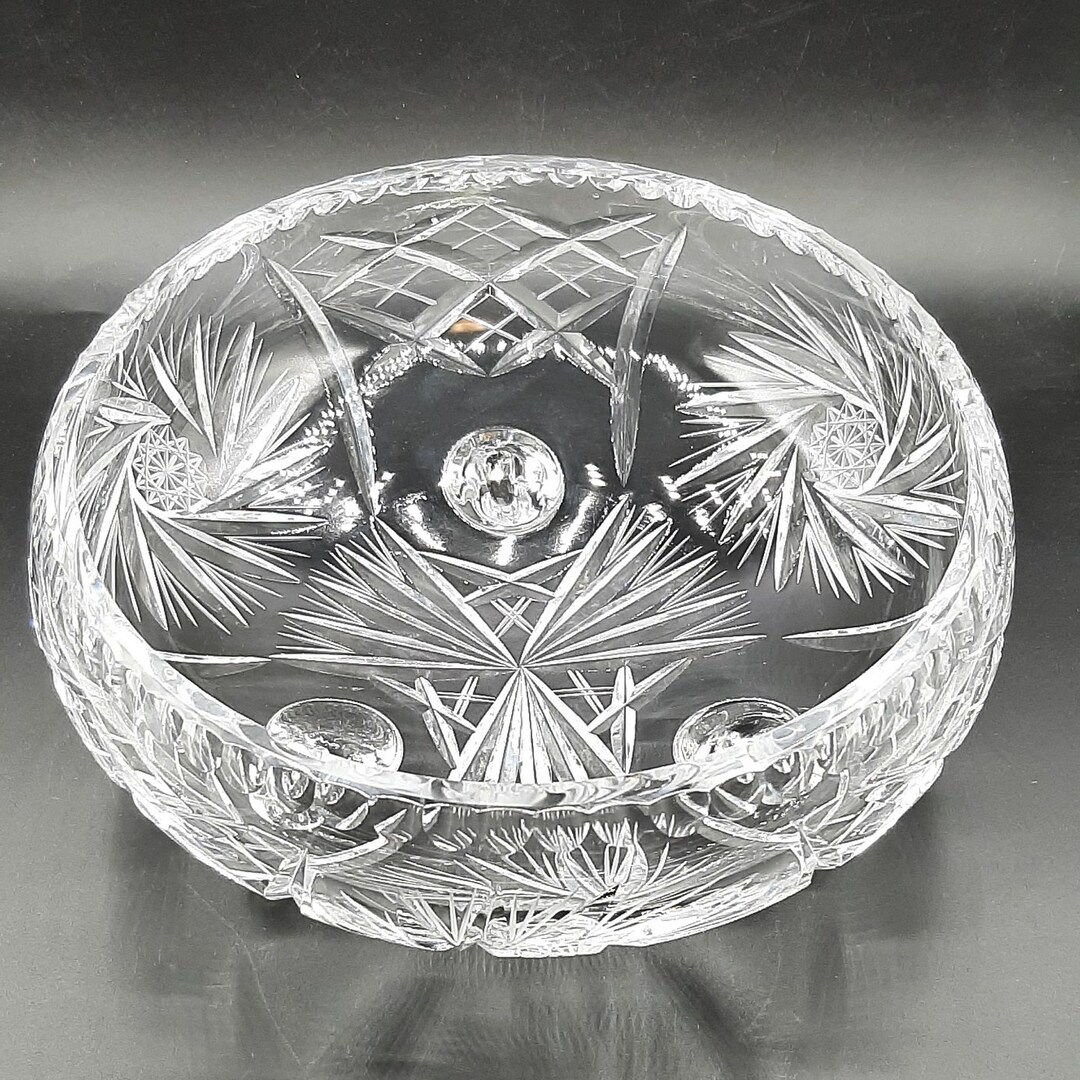 Vintage Gorgeous Lead Crystal Pinwheel Pattern Footed 8 3/4" Brilliant ...