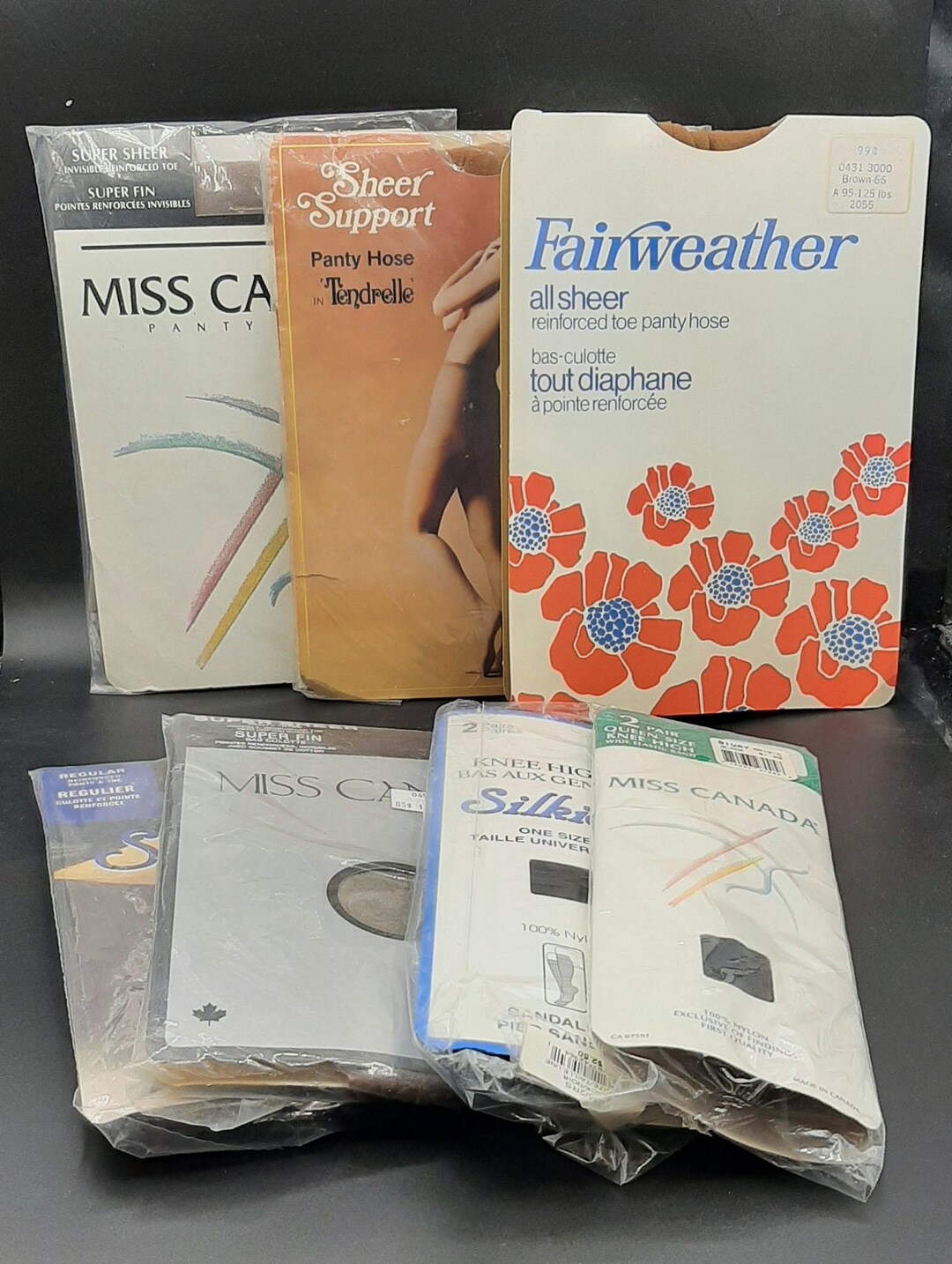 NOS 5 Woman's Pantyhose & Two Knee Highs Silkies Fairweather Miss ...