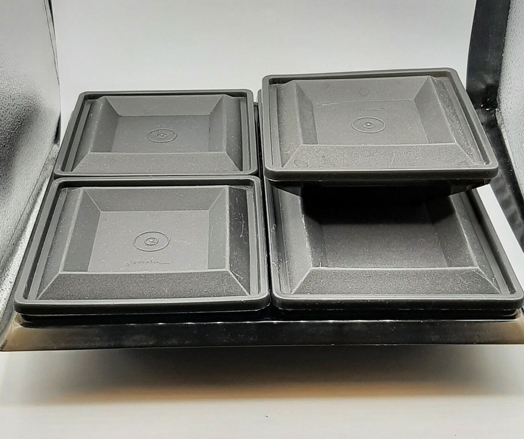 Vintage 1980's Tupperware 7pc Get Together Black Buffet Set Lids Veggie ...