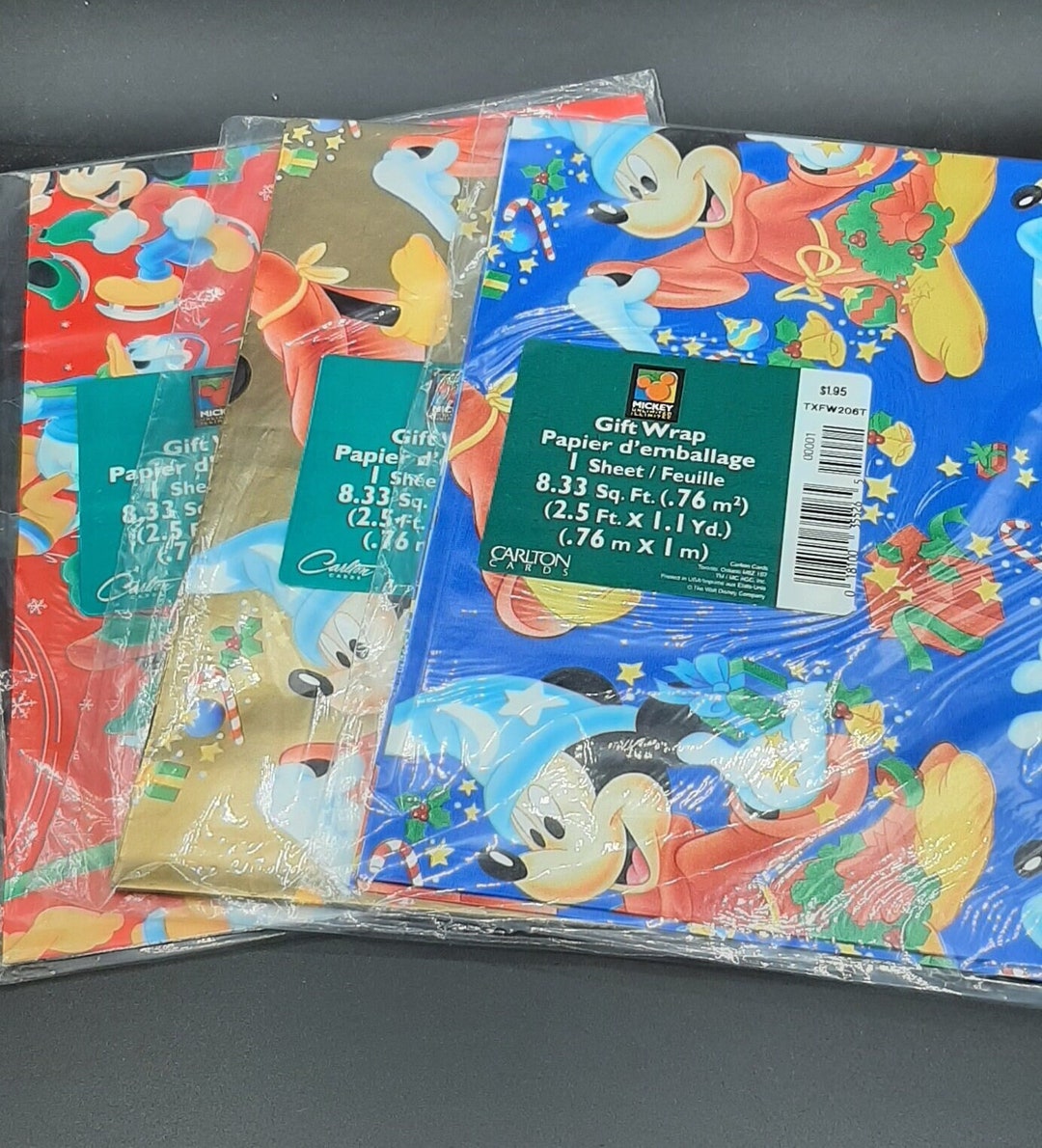Vintage Mickey Mouse Wrapping Paper Carlton Cards Walt Disney Lot of 3 ...