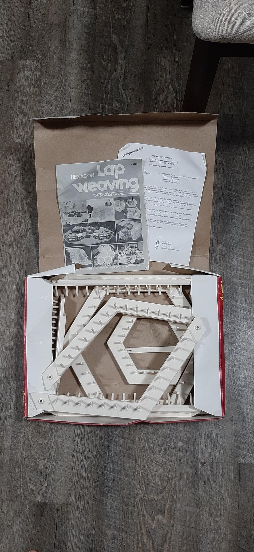 Vintage Hexagon Looms Set Shuttle Lap Weaving Love & Money Crafts ...