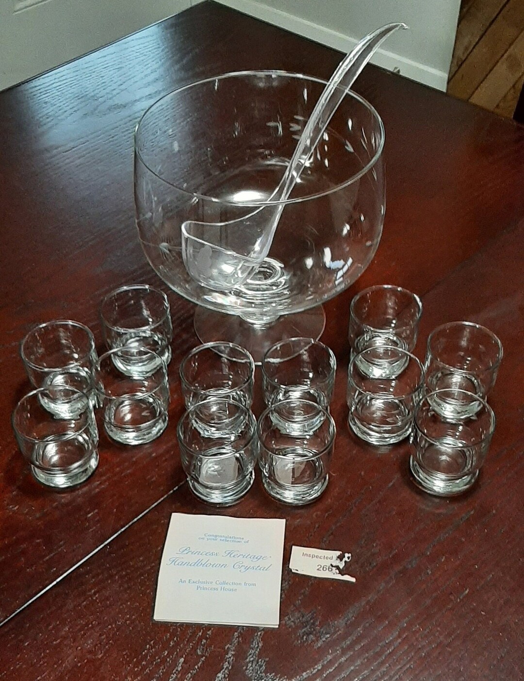 NIB 14 Pc Vintage Princess House Heritage Punch Bowl , 12 Cups, Ladle ...