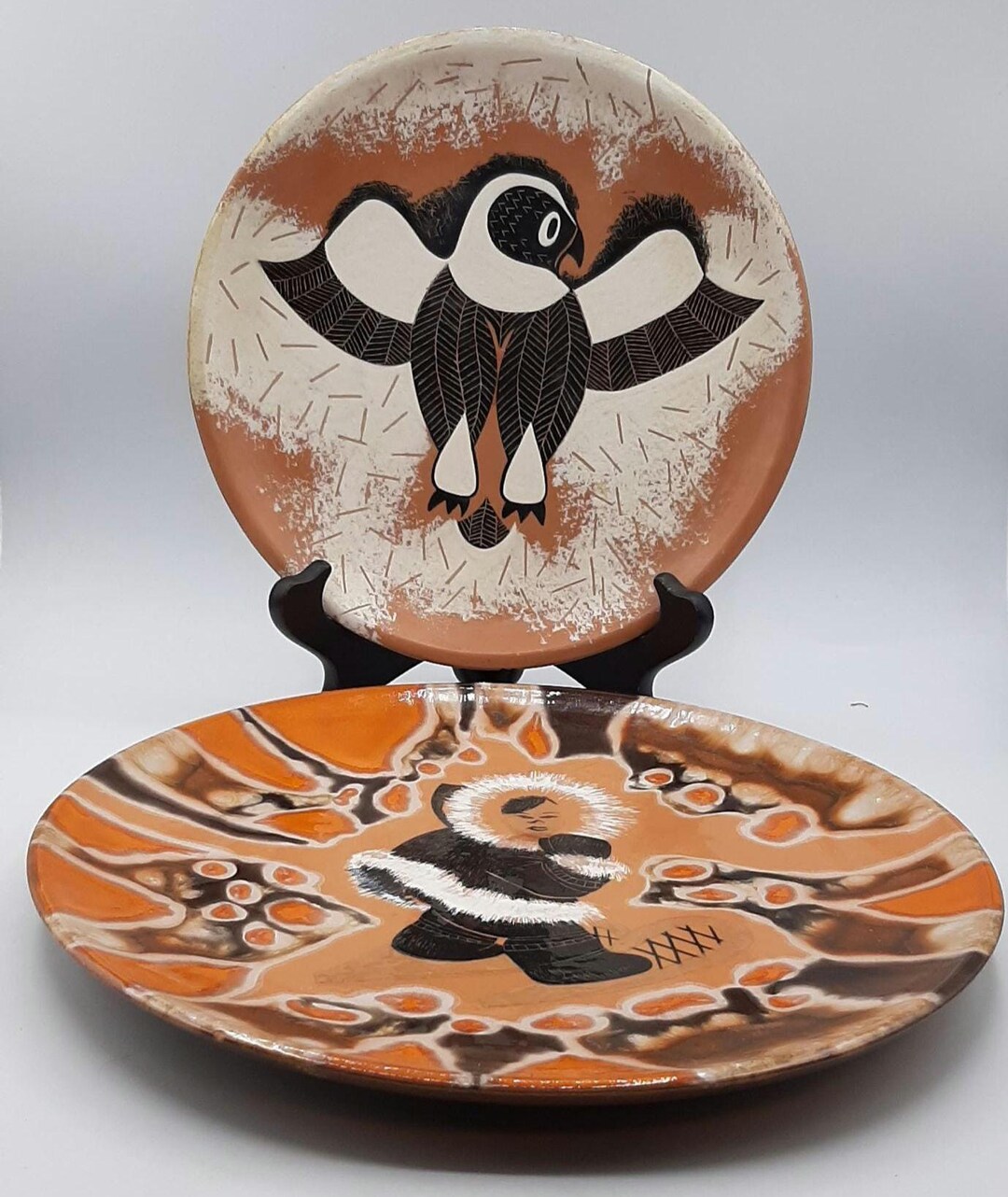 L & M Designs Pottery Plate Inuit Canadian Studio Art Pottery 2 Vintage ...