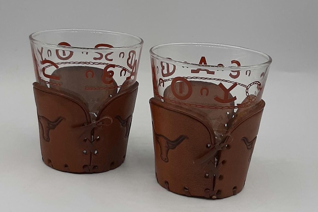 Vtg Bamco Libbey Western Cattle Brands Cowboy Whisky Lowball Glass ...