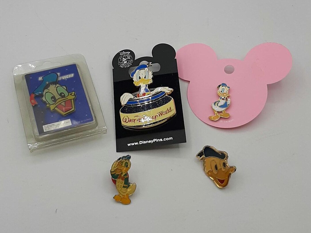 Vintage Lot of 5 Disney Donald Duck Pins Enamel Glossy Animated NEW Old ...