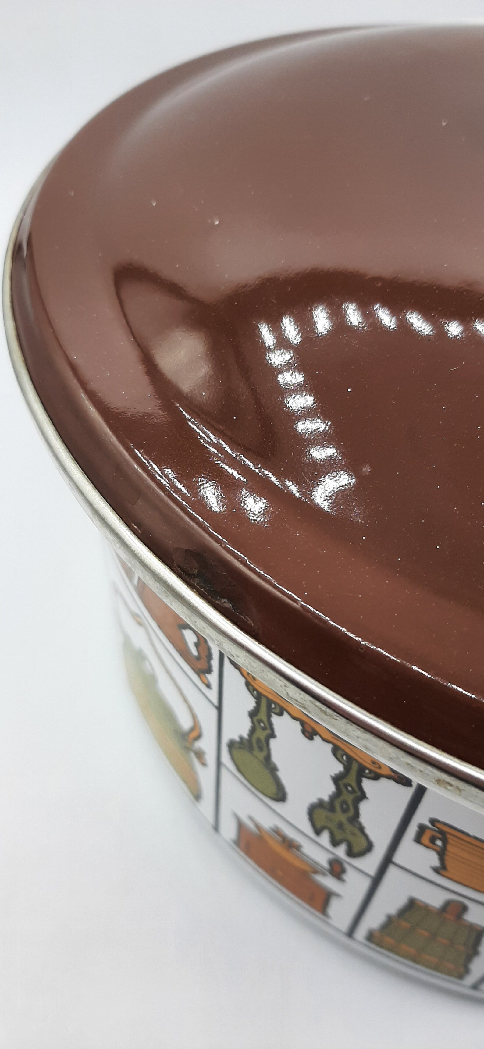 Vintage Enamel White Brown Dutch Oven Pot Funky Kitchen Decoration ...