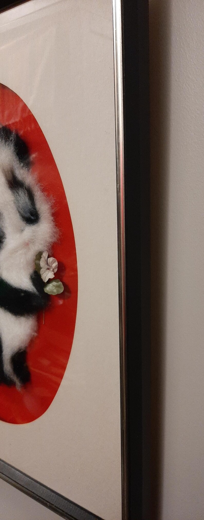 Japanese Bunka Hand Embroidery Art Framed Panda Bear Vintage 15 in X 19 ...