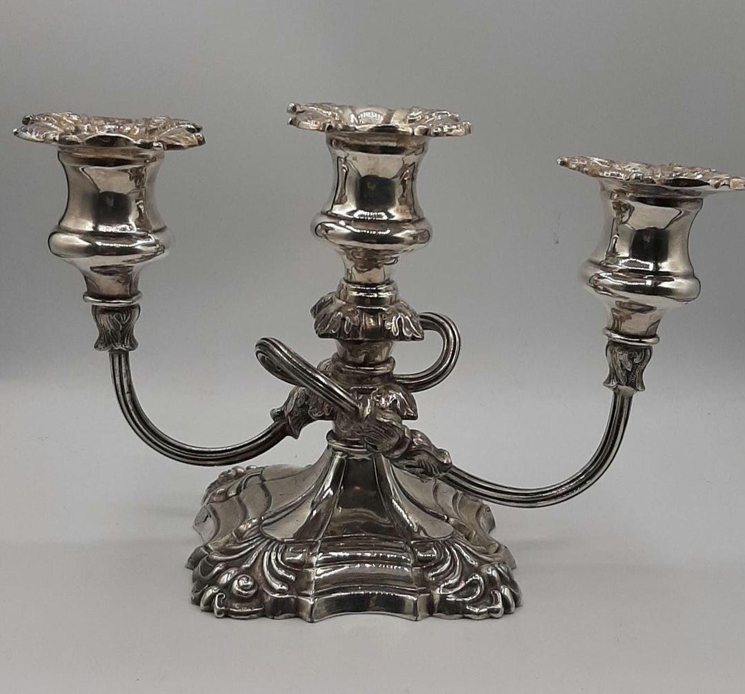 Candelabra Coronet Silver Plate 3 Arm Twisted Taper Candle Holder EP ...