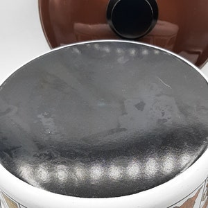 Vintage Enamel White Brown Dutch Oven Pot Funky Kitchen Decoration ...