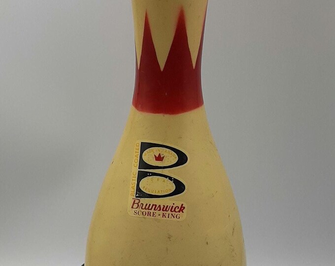 Vintage Rare Brunswick Score King Bowling Pin Wooden With Rubber Ring ...