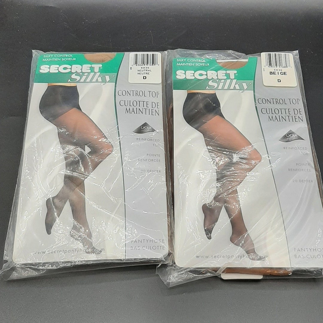 Vintage Pantyhose Secret Silky Control Top Color Neutral & Beige Size D ...