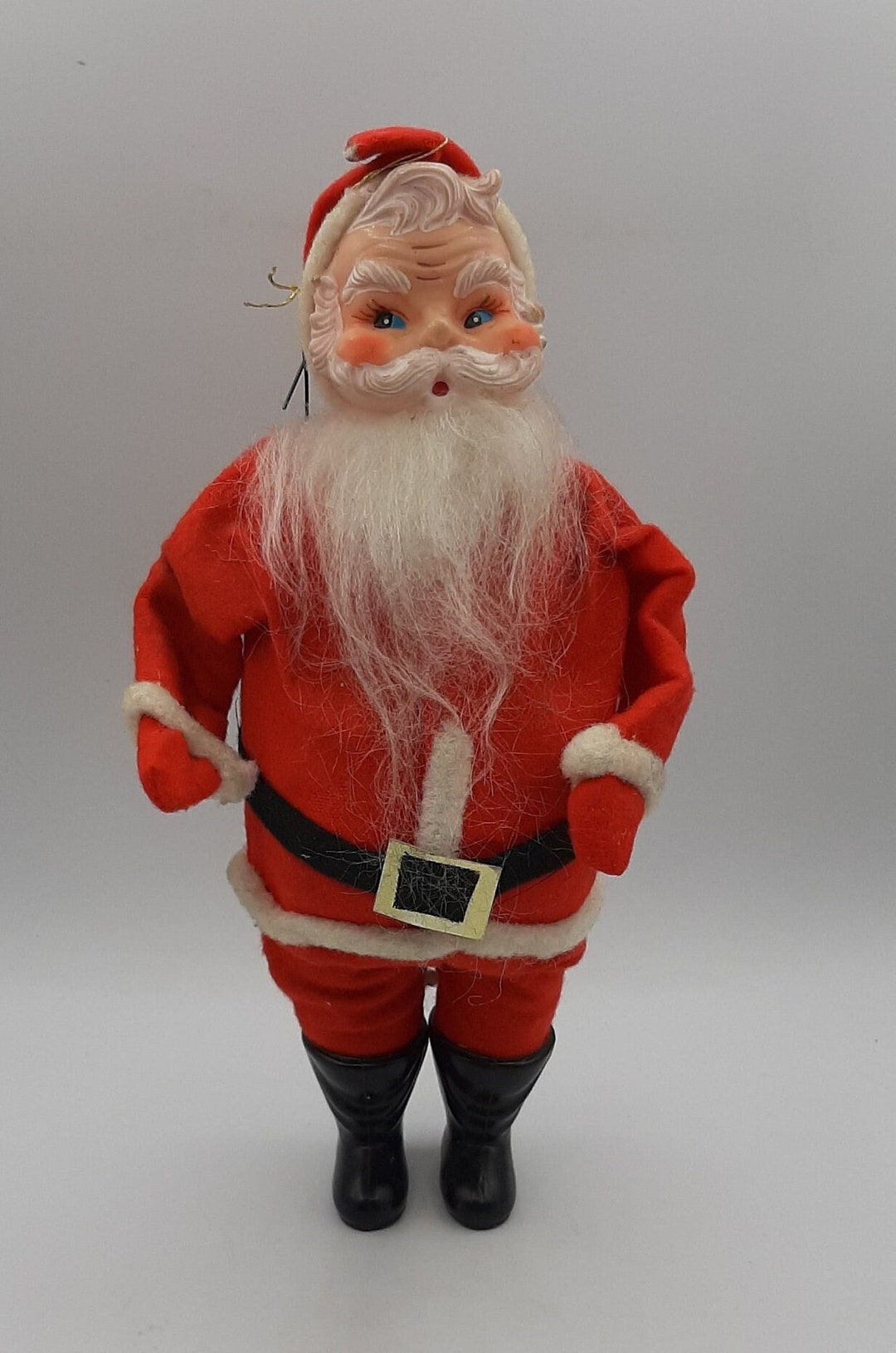 Vintage Christmas Santa Claus Hard Plastic Face and Body Figure 9 1/2 ...