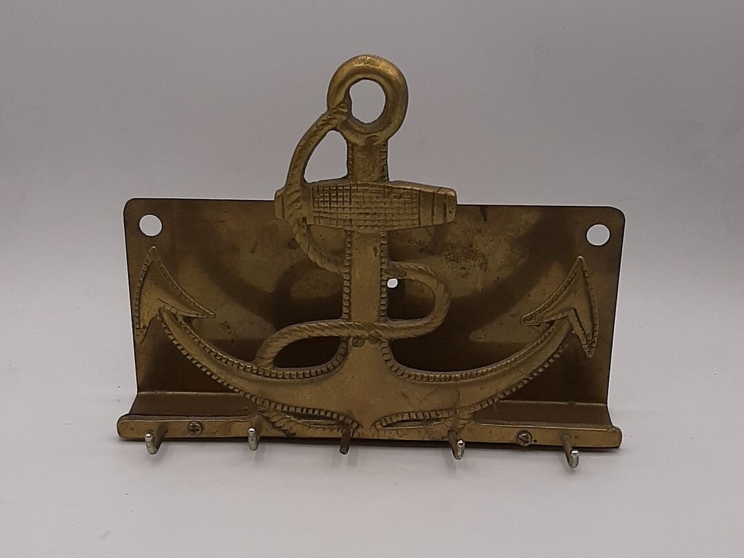 Vintage Brass Letter Key Holder Anchor Wall Mount Decor - Etsy