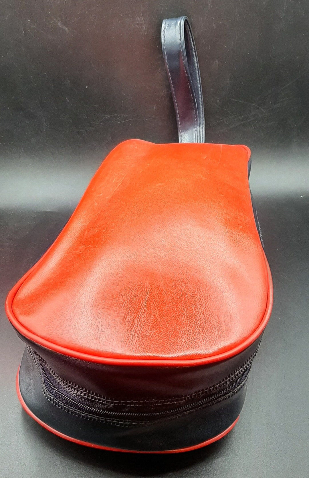 Vintage Bowling Shoe Bag Red Blue Vinyl Zippered Carry Bag With Wrist ...