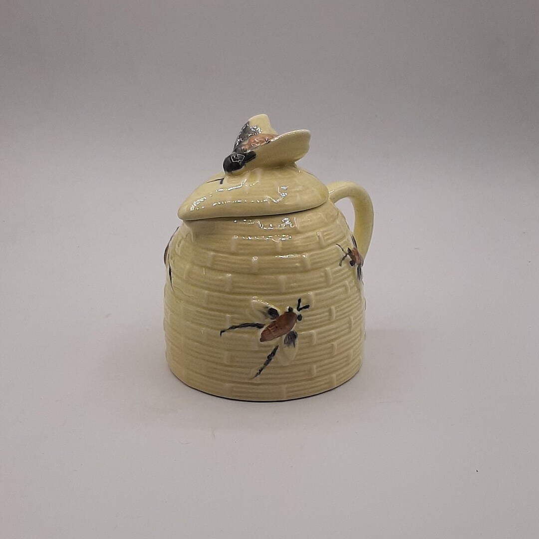 Vintage Honey Bee Hive Ceramic Pot Pitcher With Lid Hand Painted Japan ...