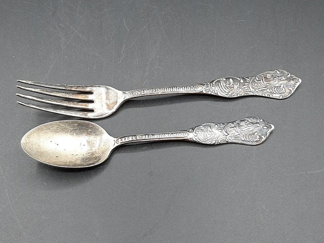 Vintage Little Red Riding Hood Fork and Spoon Royal Mfg. Co Silverplate ...