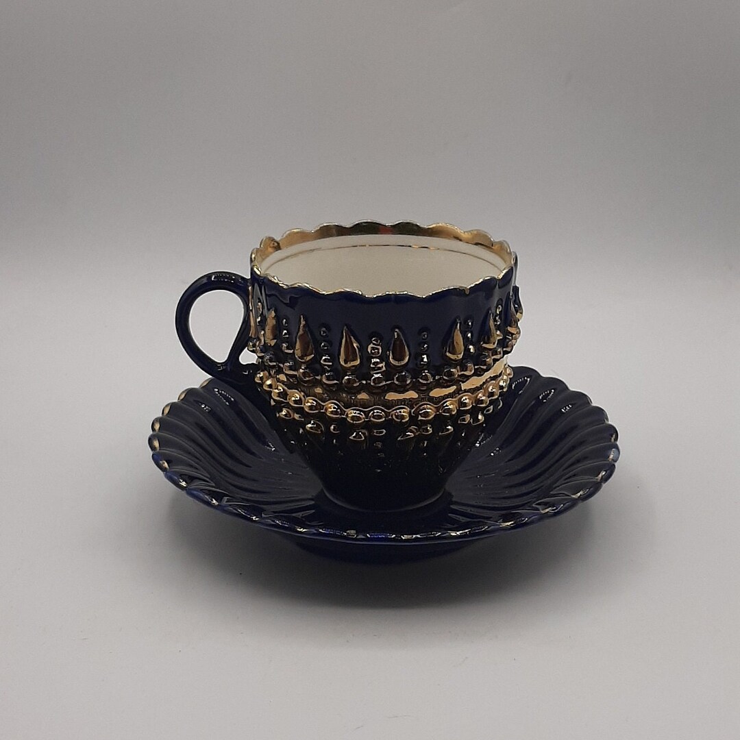 Rare Cobalt Blue Heavy Gold Gilding Teacup and Saucer Moriage - Etsy