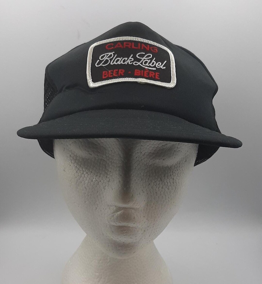 Vintage Carling Black Label Beer Cap Baseball Hat Trucker Cap Snap Back ...