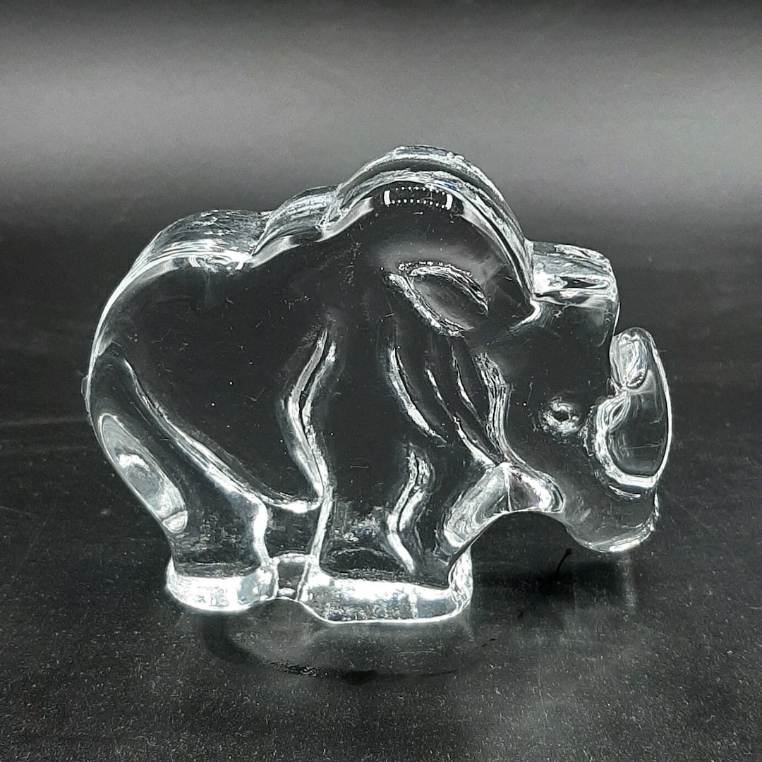 Vintage Nybro Paul Isling Heavy Solid Sweden Glass Rhino Flat Back Art ...