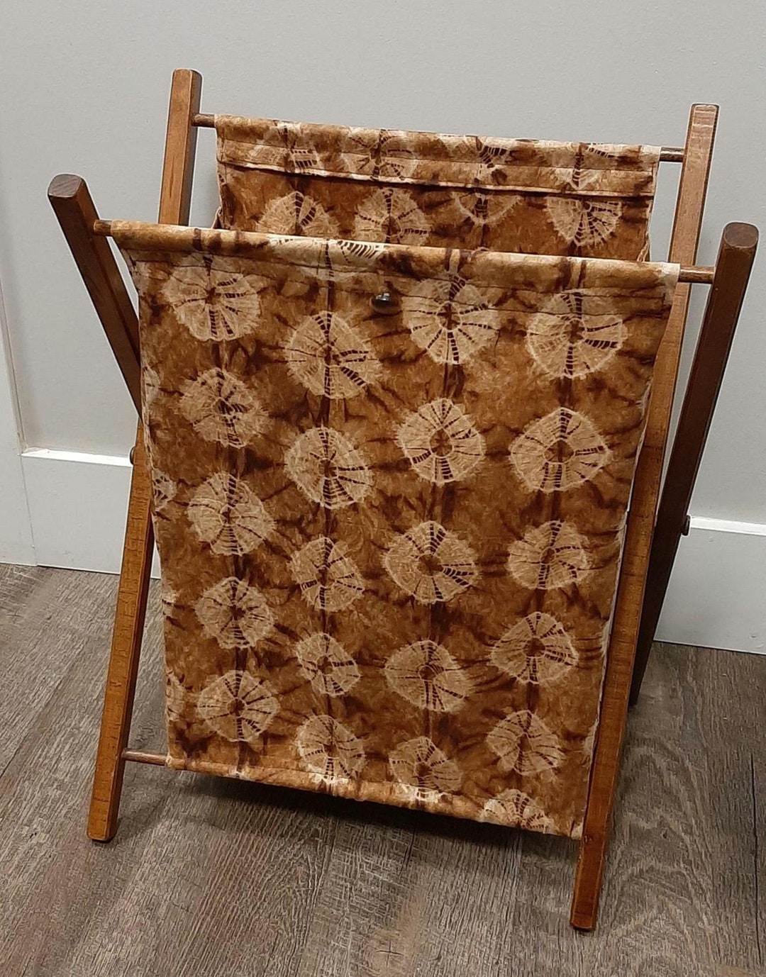 Vintage Folding Sewing Knitting Crochet Yarn Basket Caddy Wood Frame ...