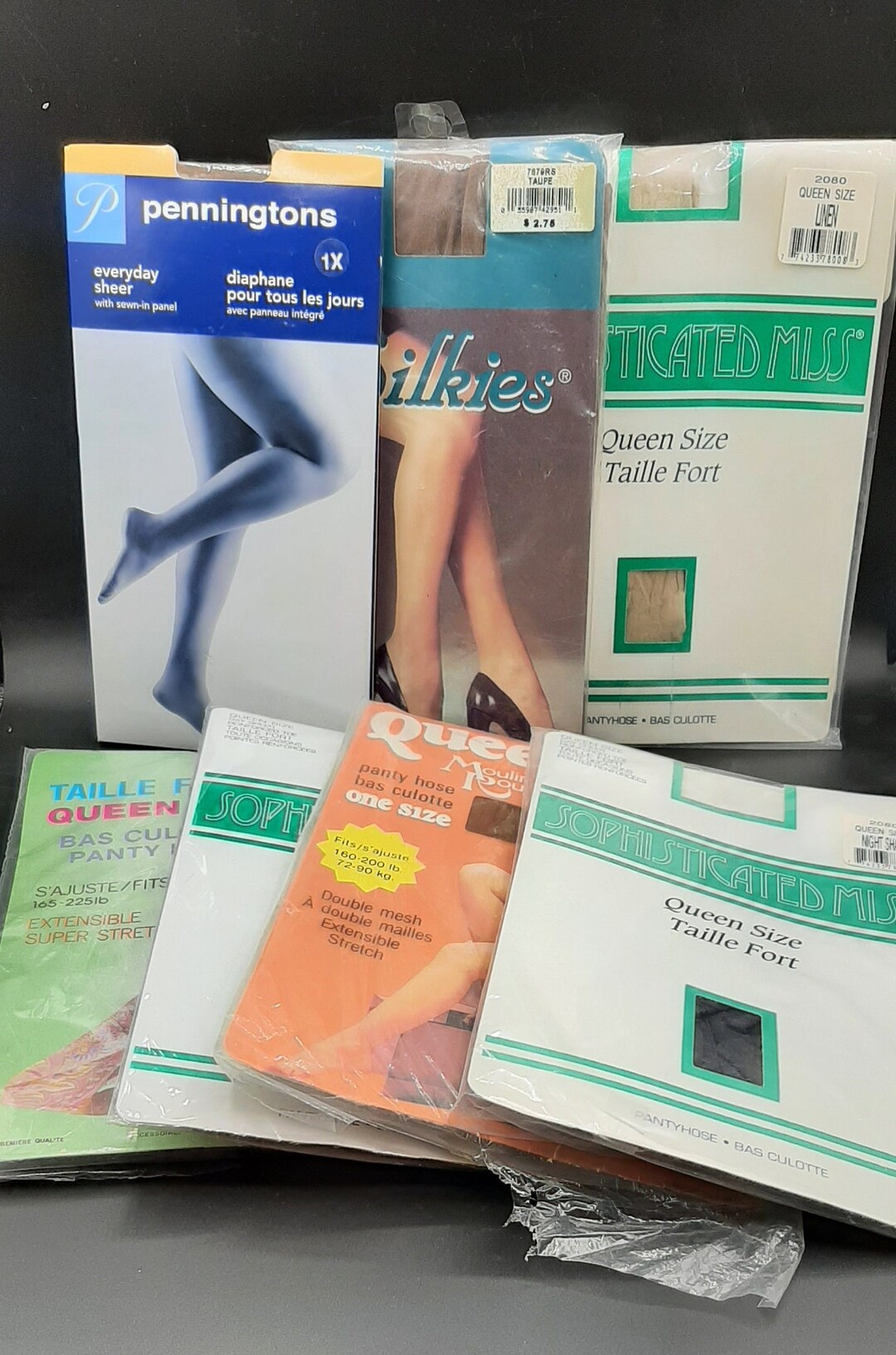 NOS 7 Queen Size Pantyhose Silkies Penningtons Sophisticated Miss ...
