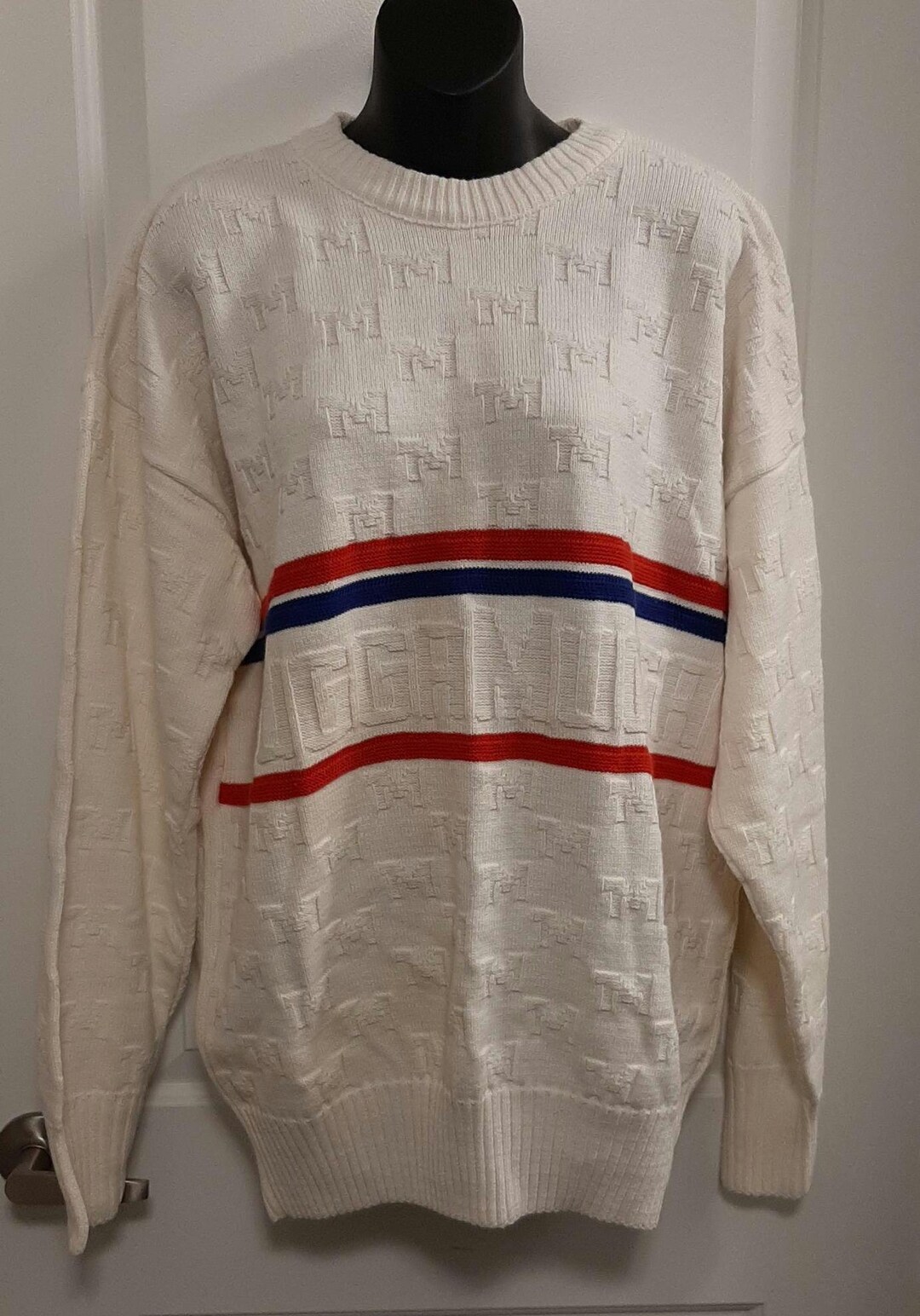 Vintage JESS XL Hugga Mugga White Striped Men's Sweater - Etsy