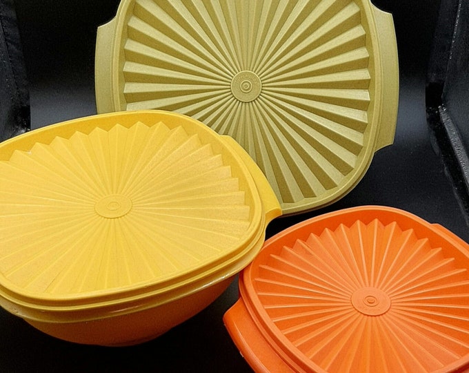 Vintage Tupperware 3 Servalier Seal Bowls & Lids 840 836 858 Orange ...