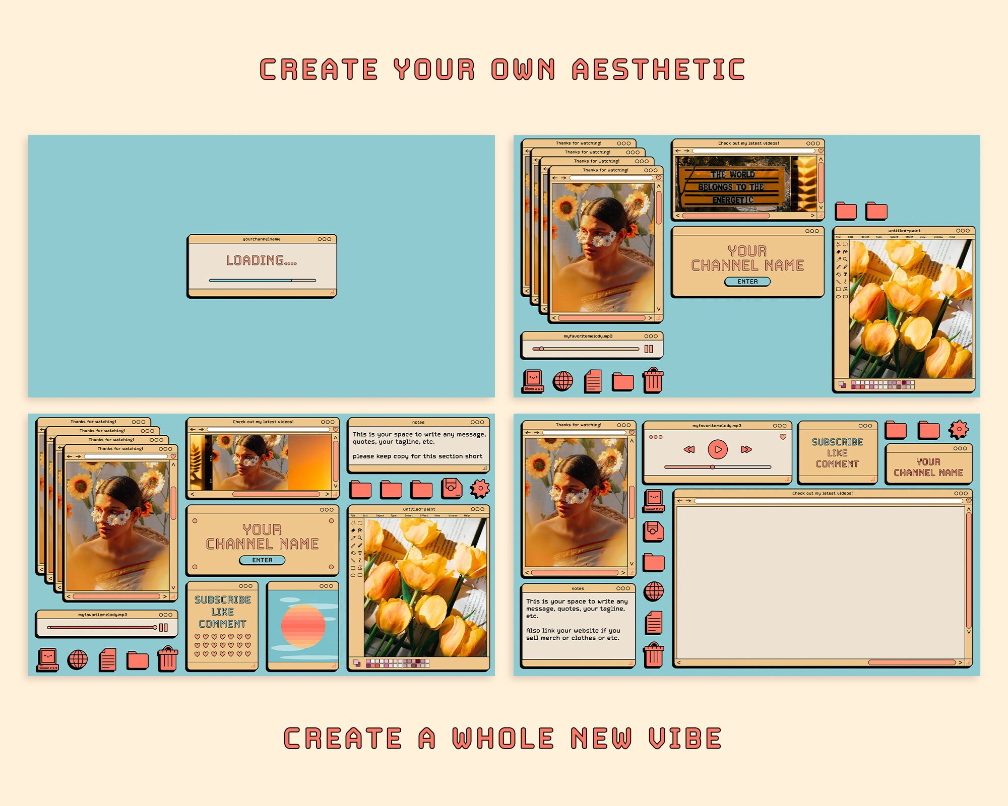 Youtube-ready Animated Retro Digital Intro and Outro - Girly Y2K ...