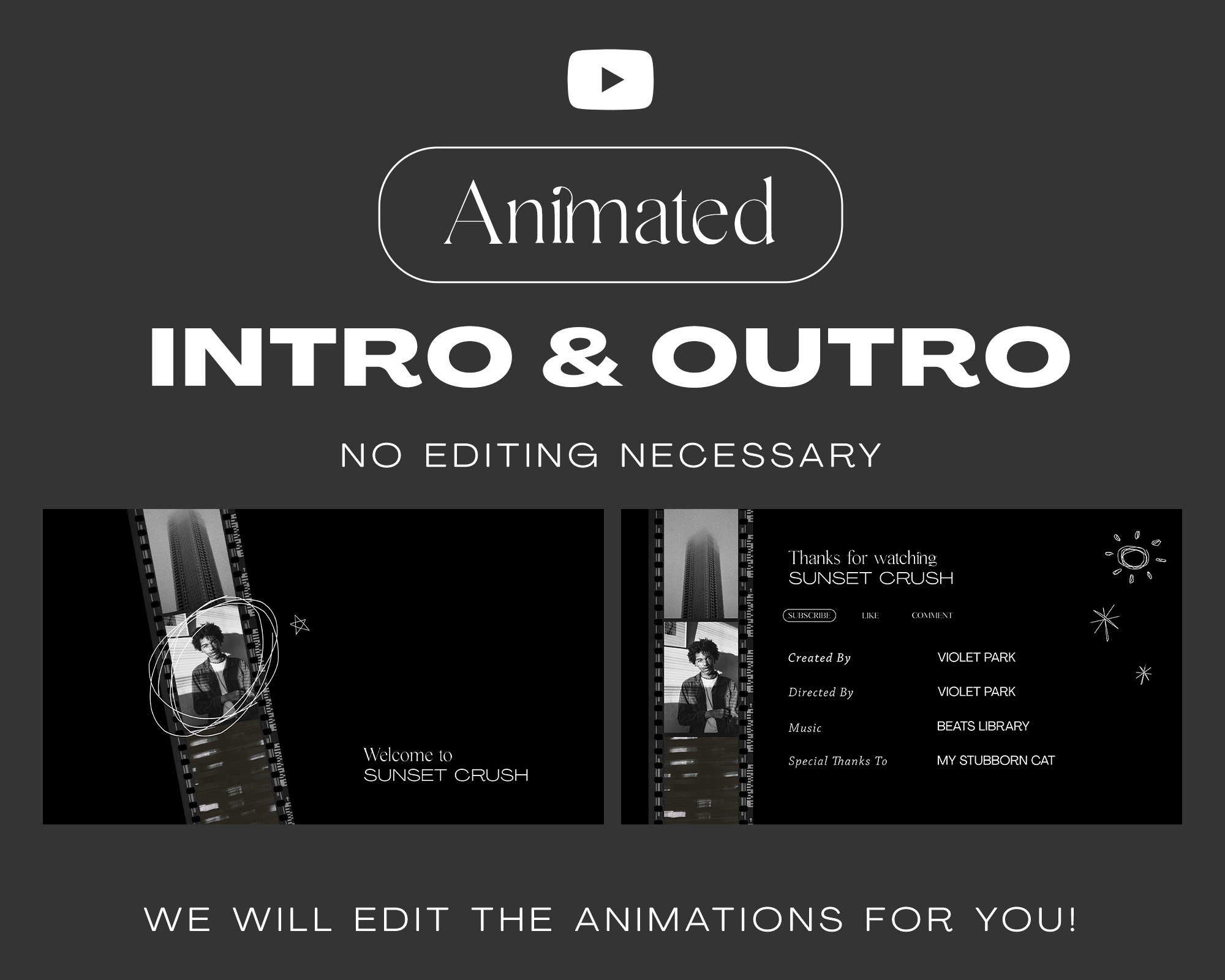 Youtube-ready Animated Film Strip Intro and Outro - Vintage and Minimal ...