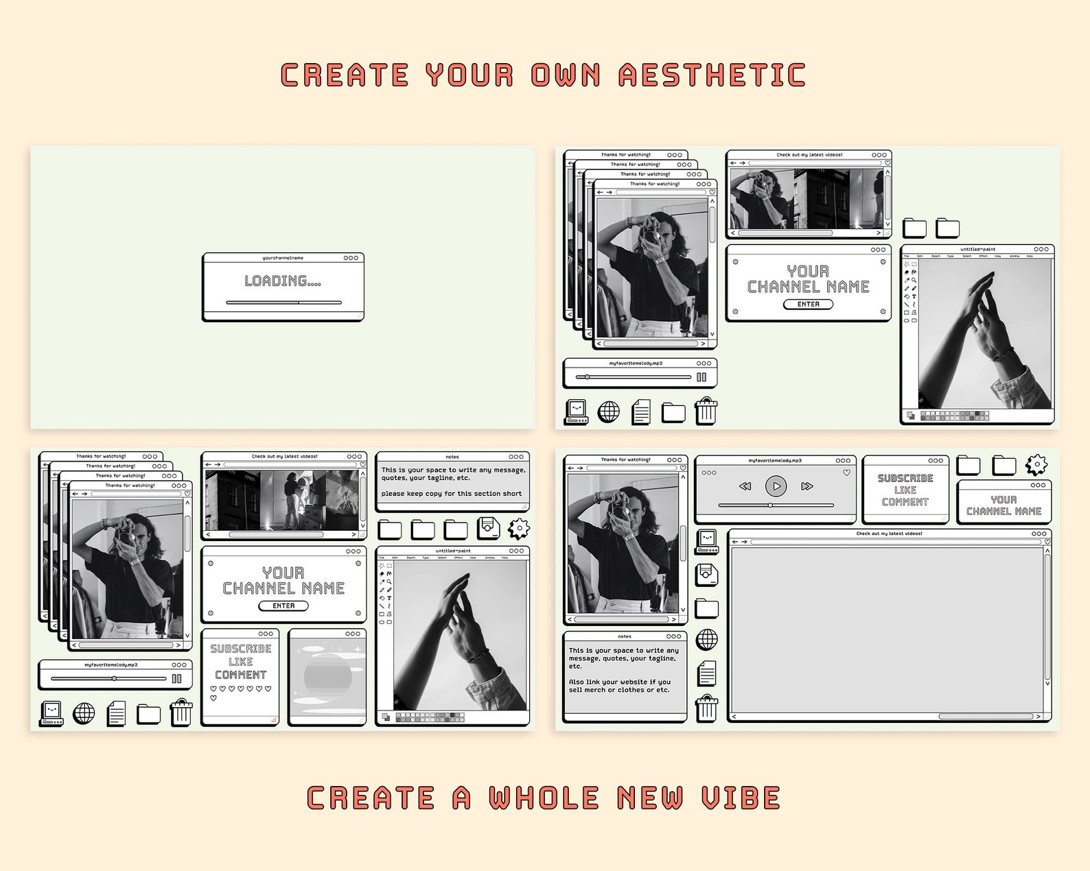 Youtube-ready Animated Retro Digital Intro and Outro - Girly Y2K ...