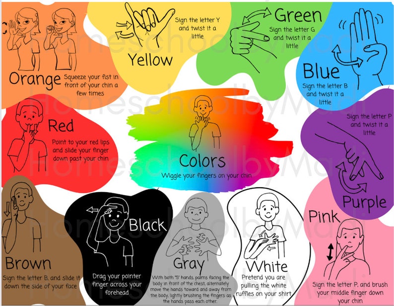 ASL Colors PRINTABLE Poster With DESCRIPTIONS - Etsy