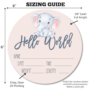 Elephant Birth Announcement (6") - Etsy